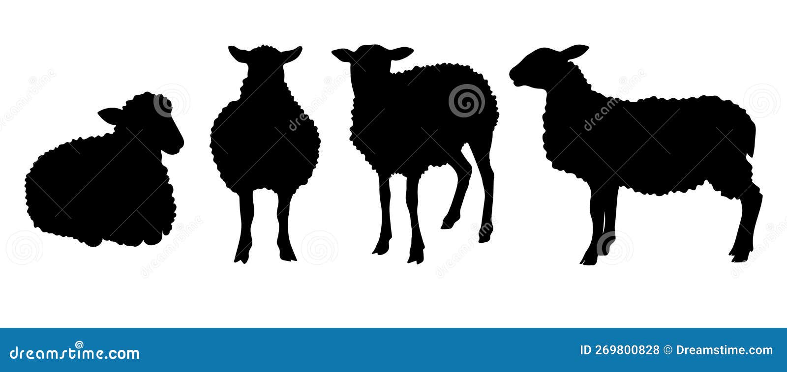 Silhouettes Of Two Sheep With Simplified Shape And Blocky Appearance ...