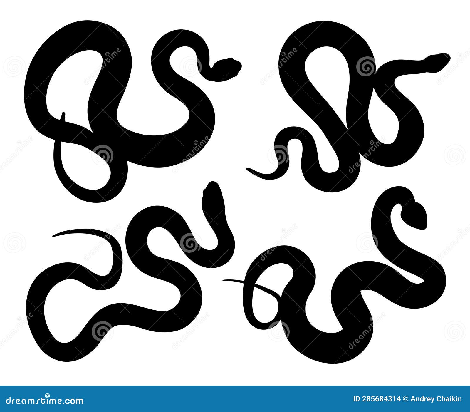 Set silhouettes of snakes. stock vector. Illustration of snake - 285684314