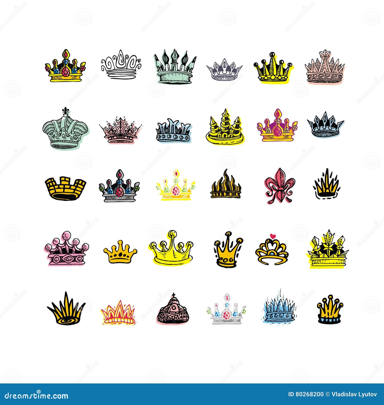 Set of Silhouettes of Stylized Images of the Crown. Stock Illustration ...