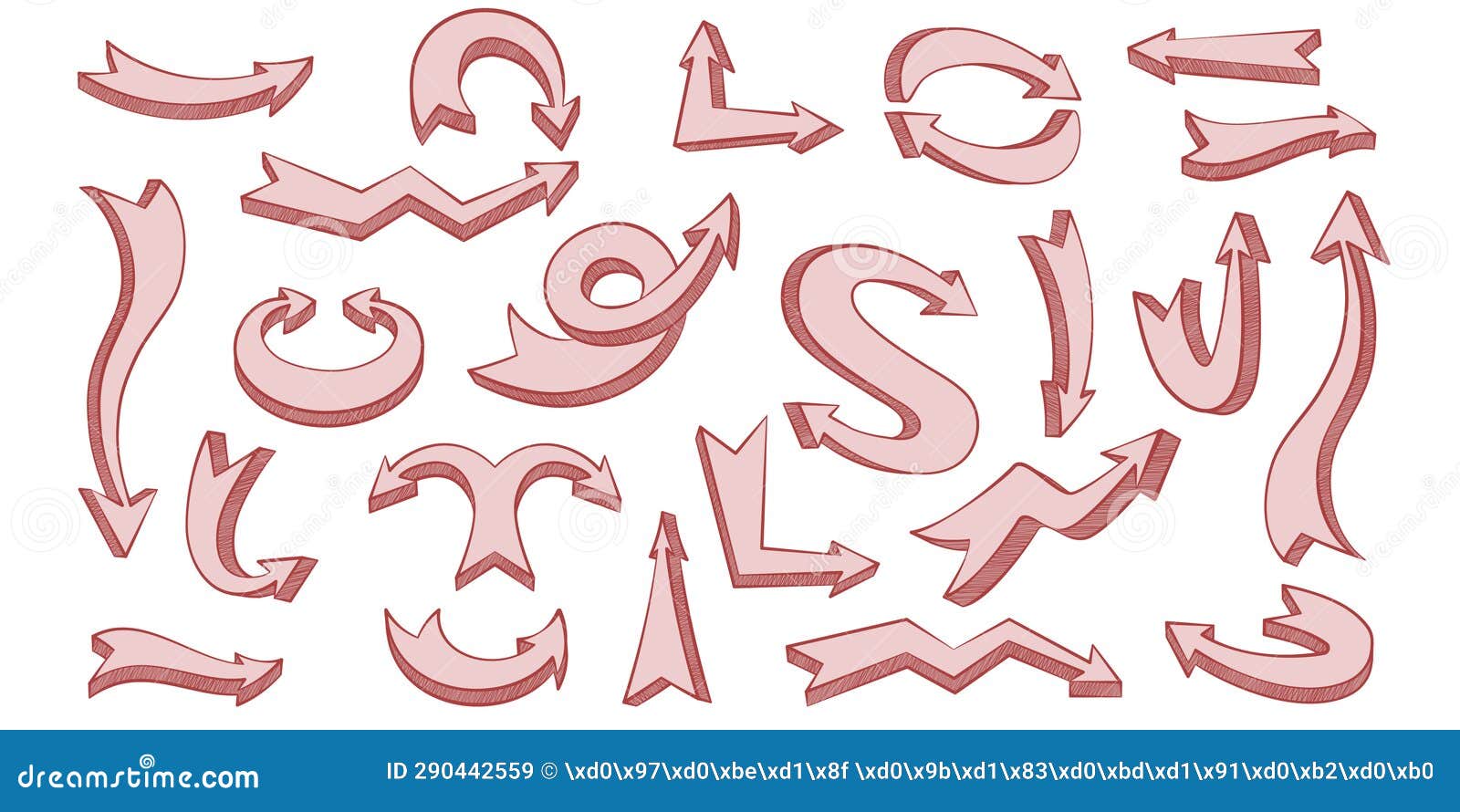 Set of Silhouettes of Voluminous Thick Arrows with Shading of Direction ...