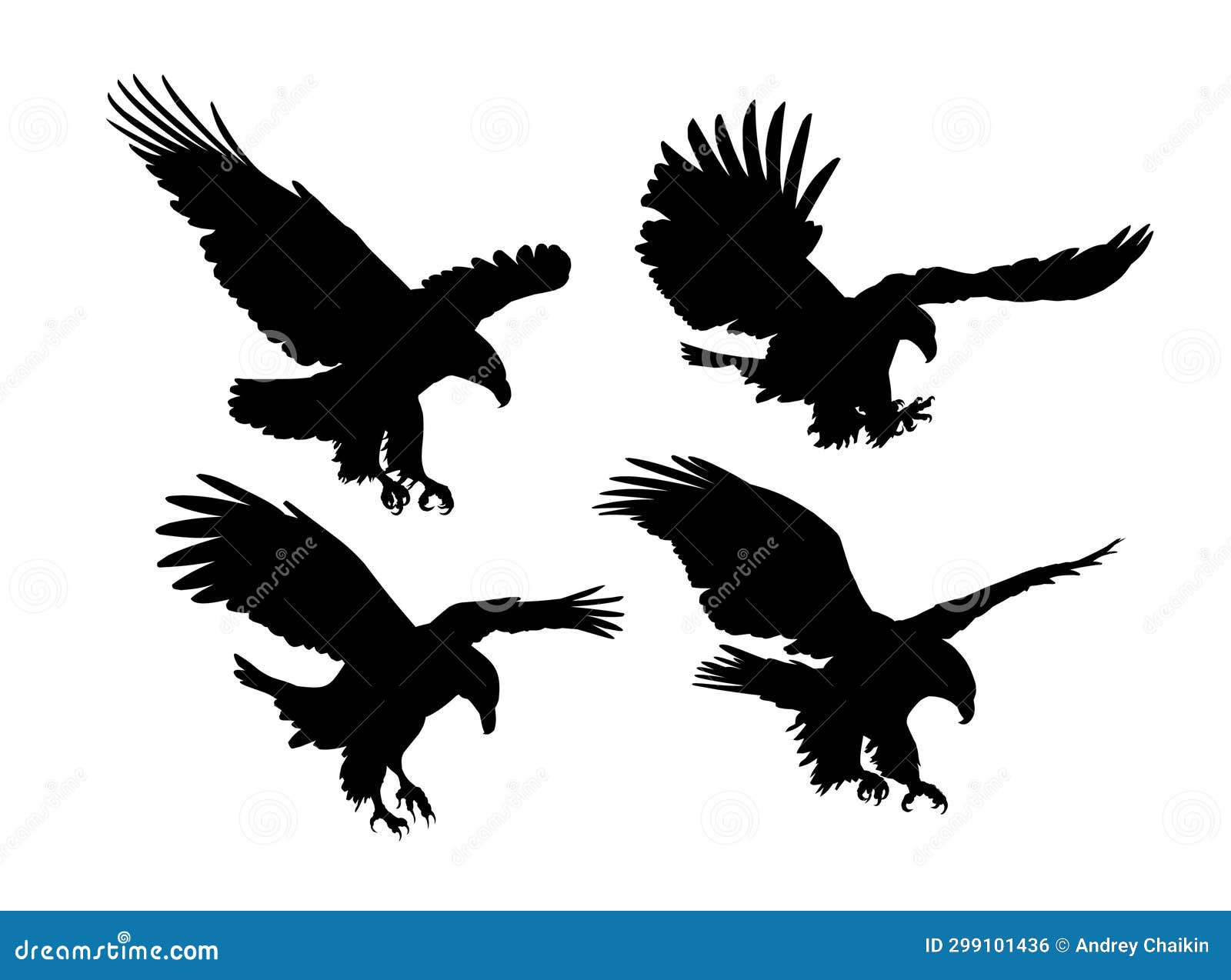 Set Silhouettes of Eagles in Flight. Stock Illustration - Illustration ...