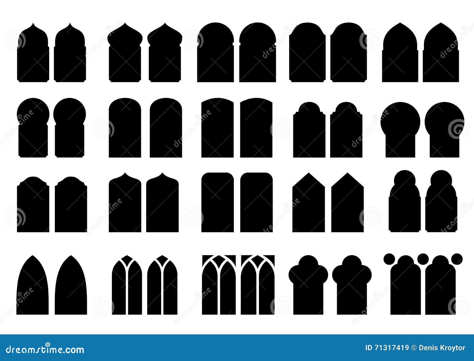 Set of silhouettes windows stock vector. Illustration of entrances ...