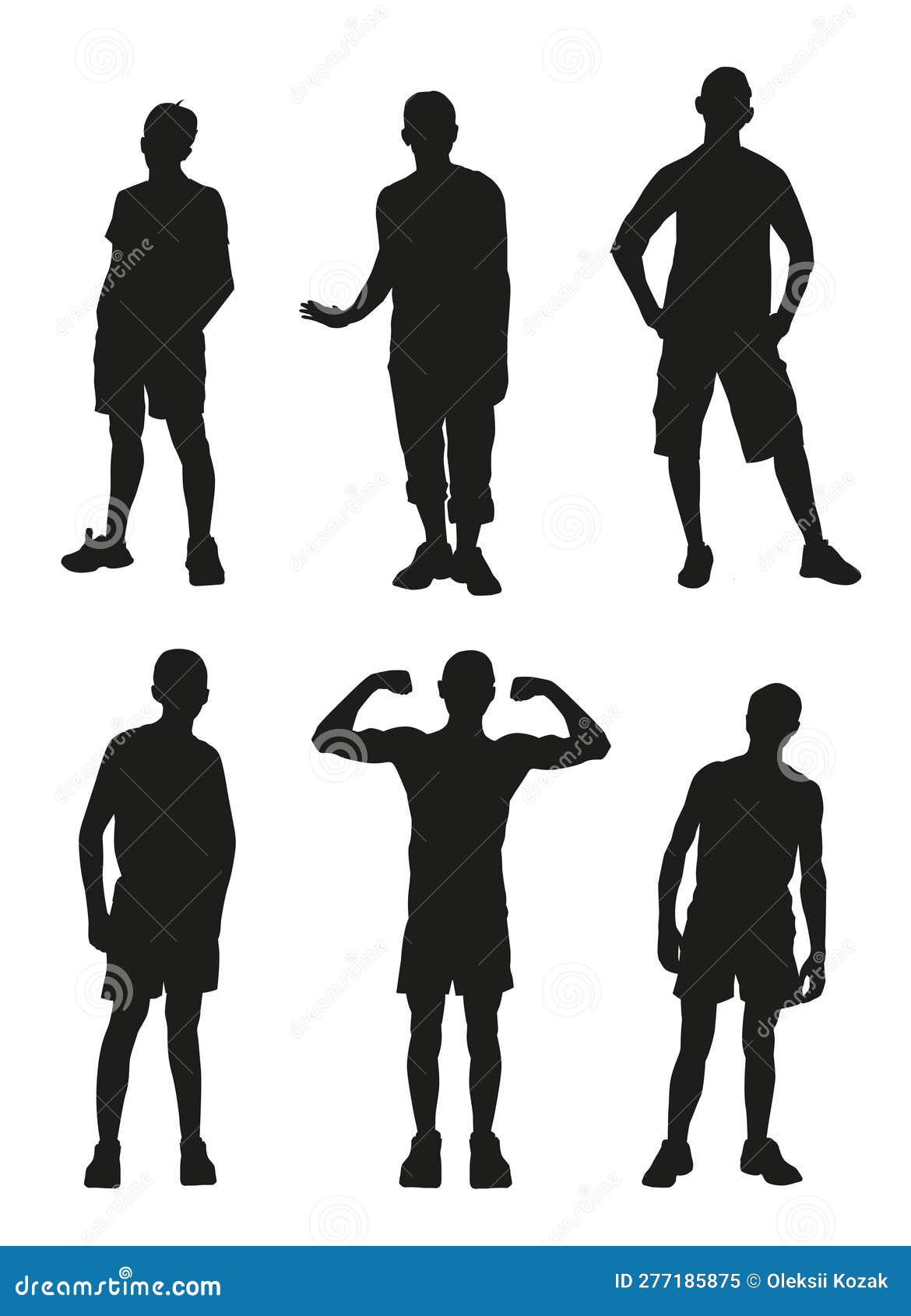 Set of Silhouettes of Young People. Easy Editable Vector Illustration ...