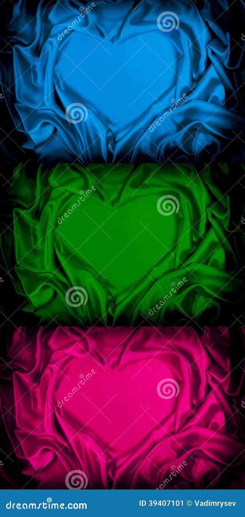 Set of Silk Folded Heart Shape Stock Image - Image of heart, decorative ...