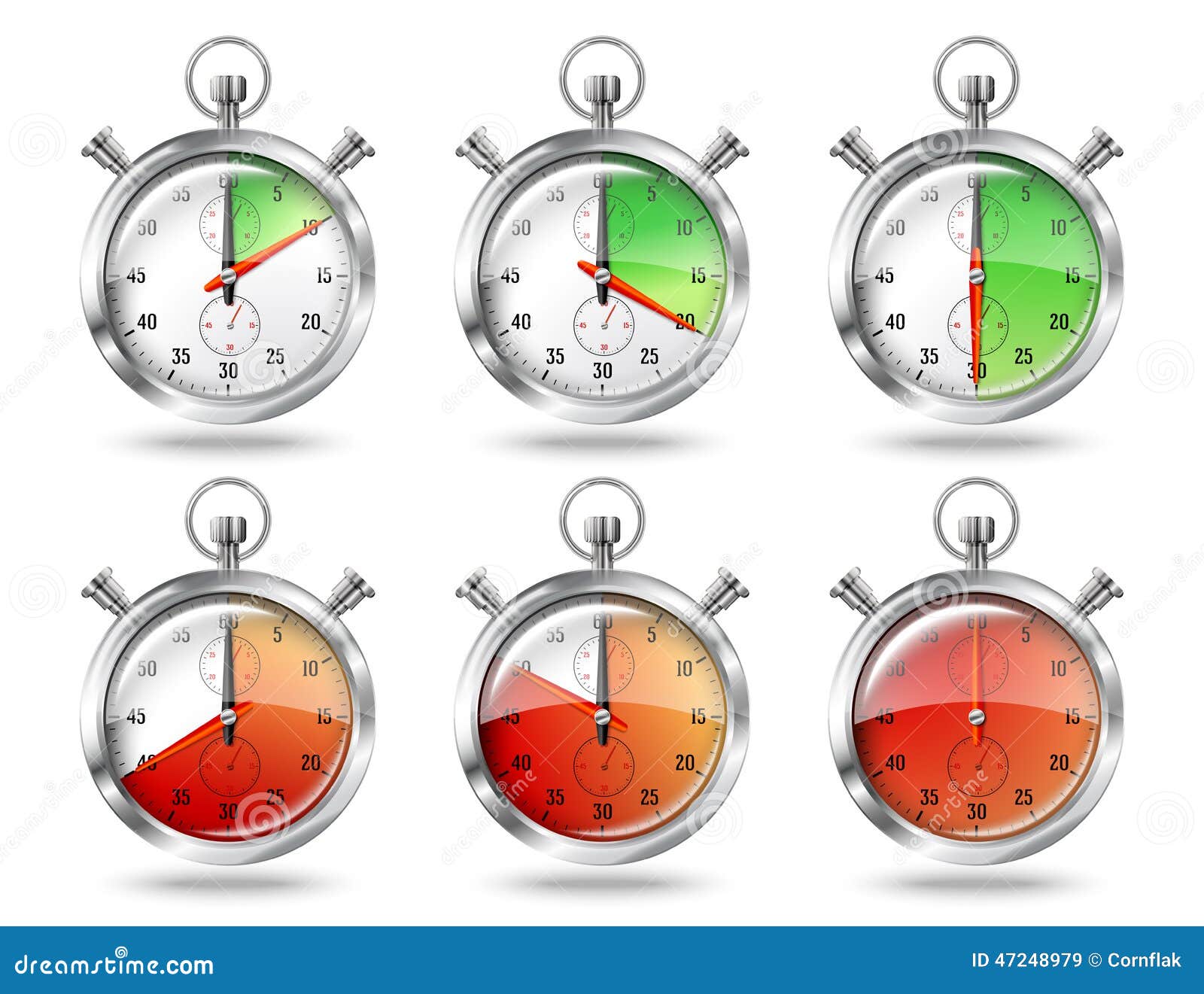 Set of Silver Bright Stopwatch Clock Intervals, Stock Vector ...