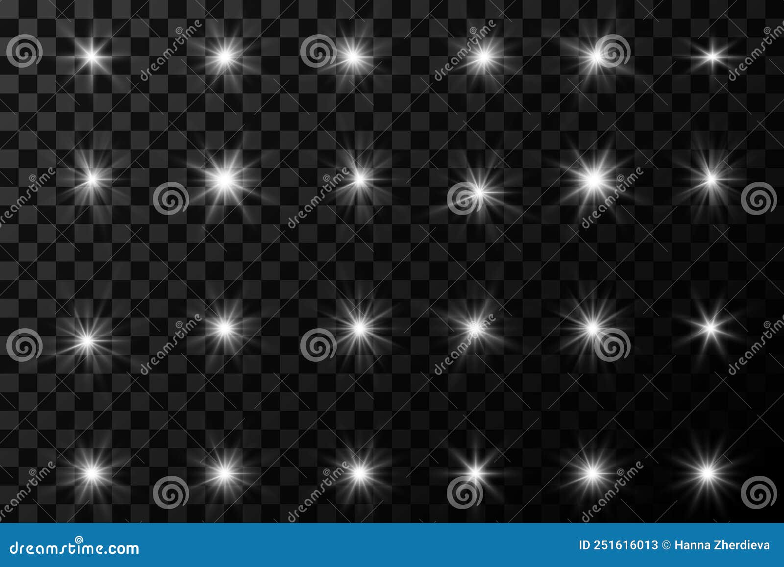 A Set of Silver Flashes of Light, Fires and Sparks. Abstract Lights ...