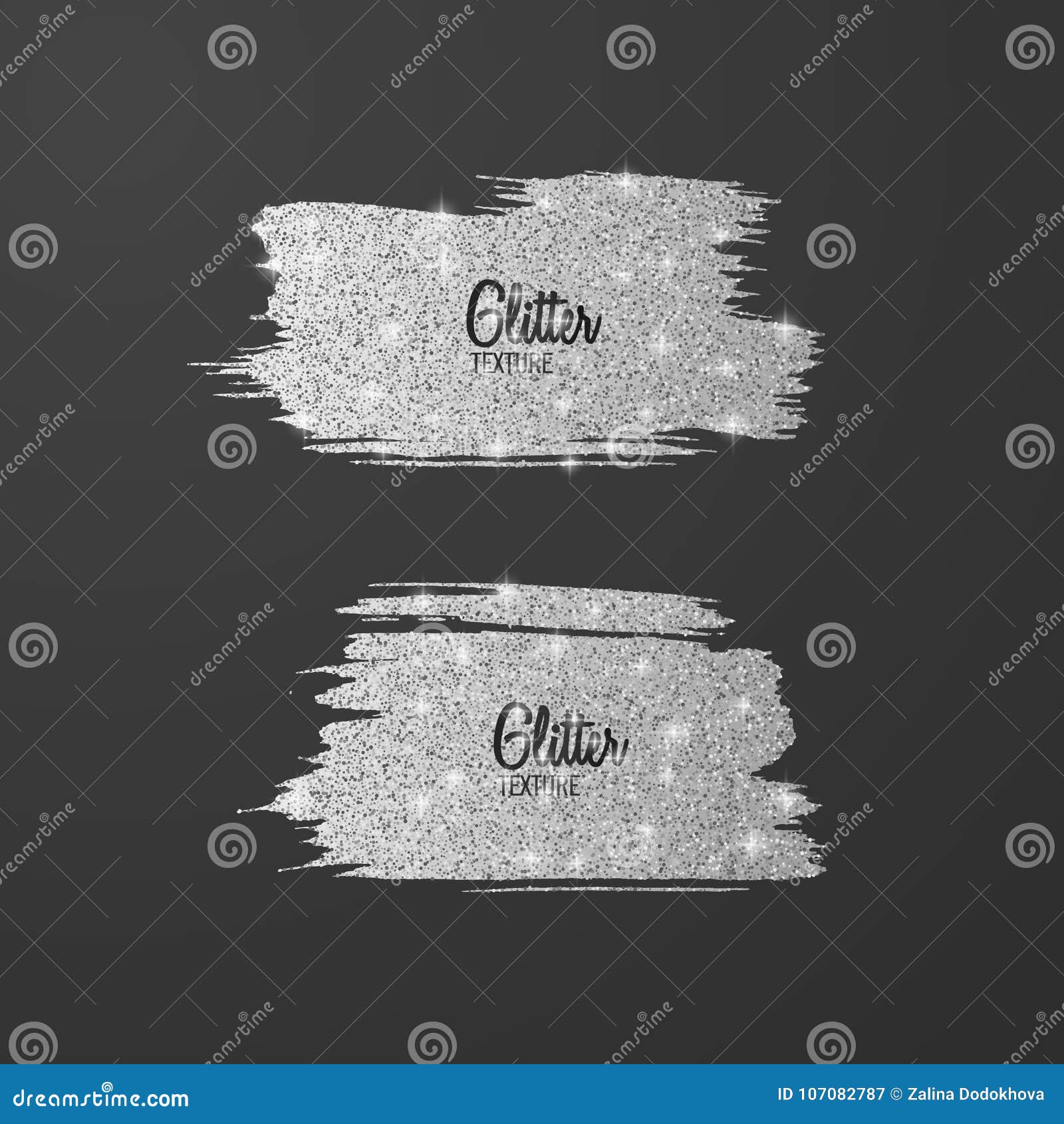 Set of Silver Glitter Brushes on White Background, Shiny, Luxury Effect ...