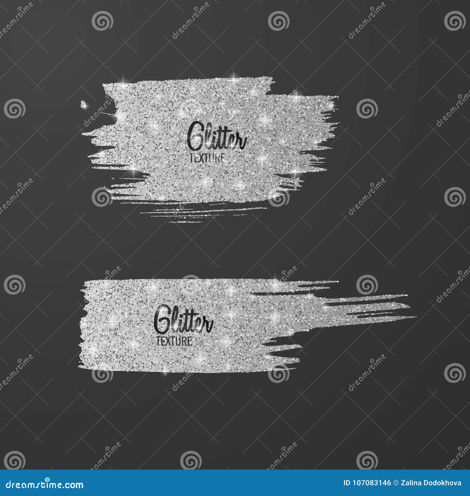 Set of Silver Glitter Brushes on White Background, Shiny, Luxury Effect ...