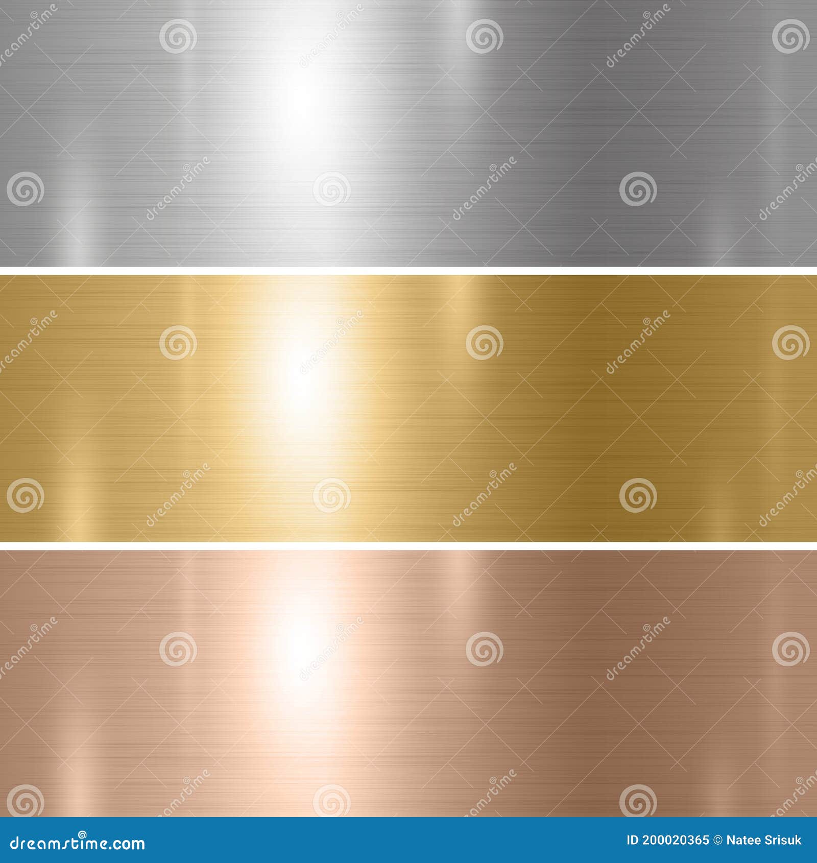 Set of Silver Gold Copper Metal Texture Background Vector Illustration ...