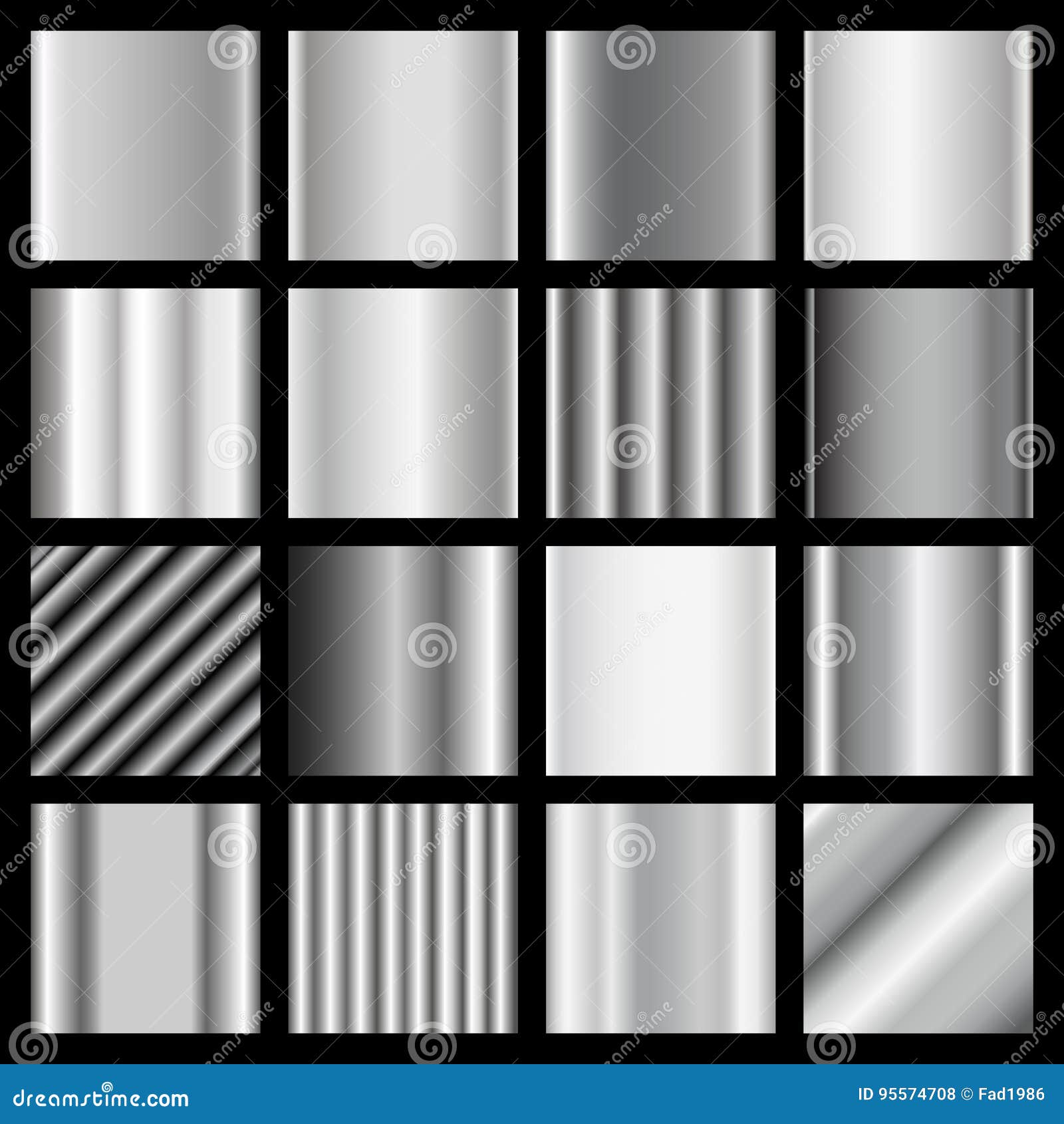 Set of Silver Gradients. Metallic Squares Collection Stock Vector ...