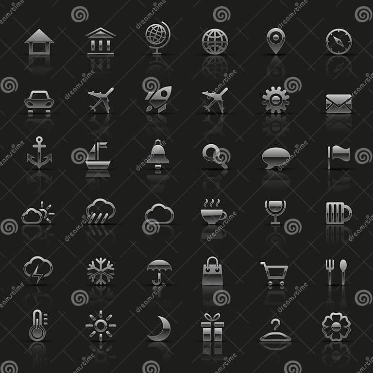 Set of silver icons stock vector. Illustration of bundle - 43295554