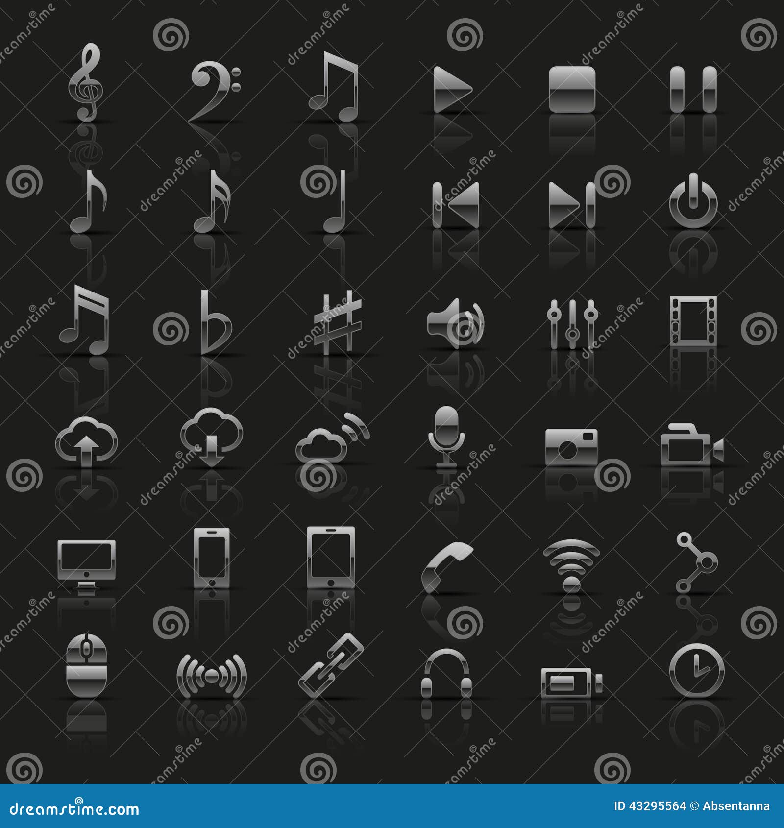 Set of silver icons stock vector. Illustration of silver - 43295564