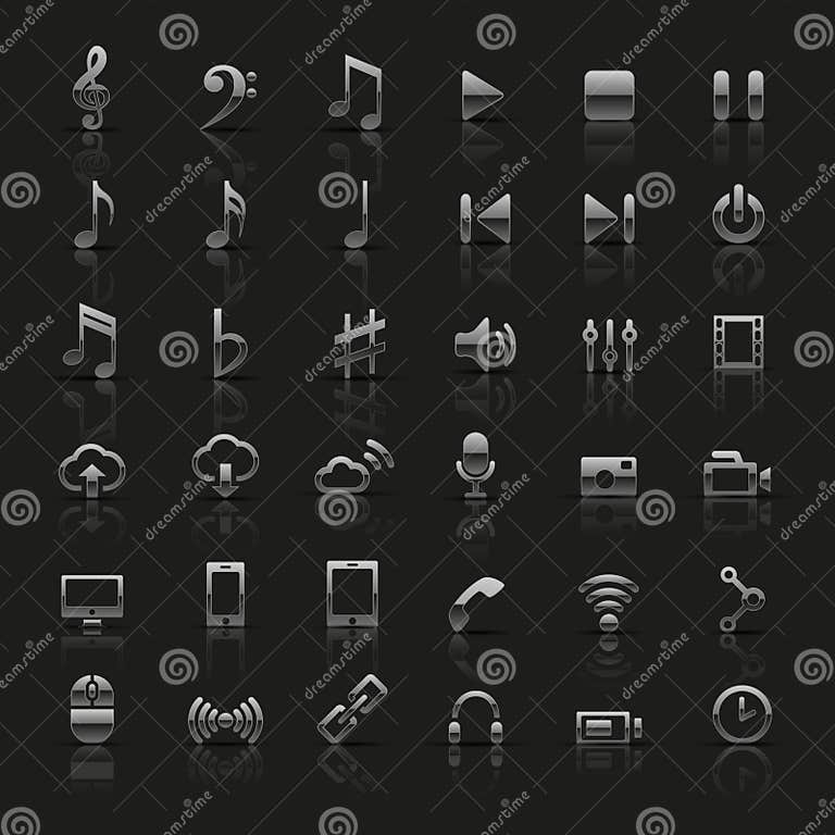 Set of silver icons stock vector. Illustration of silver - 43295564