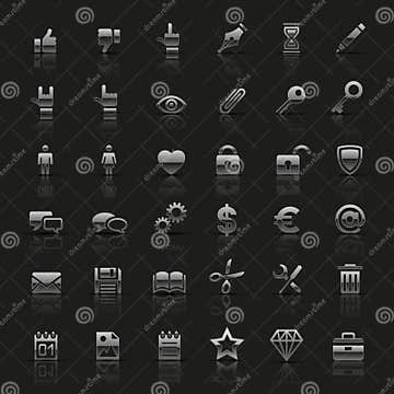 Set of silver icons stock vector. Illustration of button - 43295567