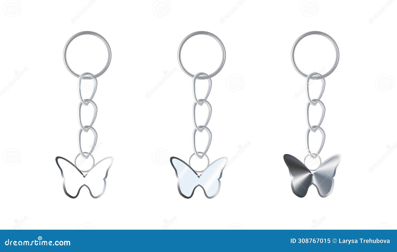 Silver Keychains In Different Shapes For House Door Vector Templates ...