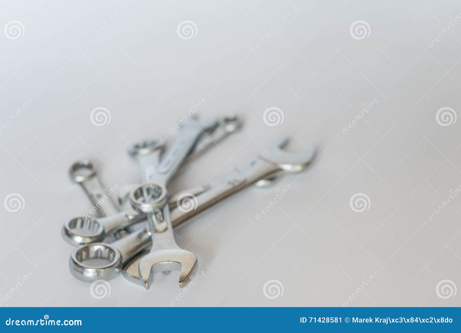 Set of Silver Metallic Spanners, Isolated Objects. Stock Image - Image ...