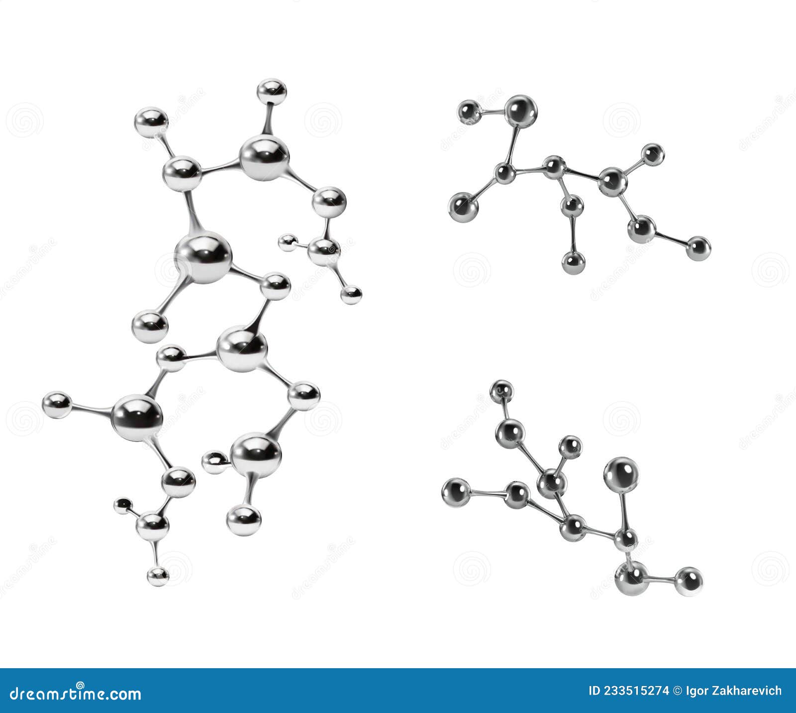 Set of Silver Molecules with Highlights on a White Background. Stock ...