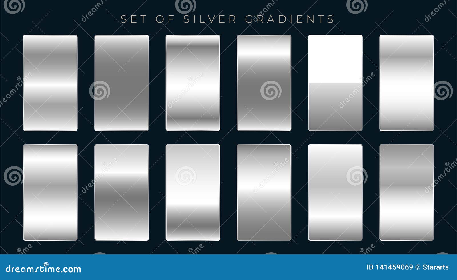 Set of Silver or Platinum Gradients Stock Vector - Illustration of ...