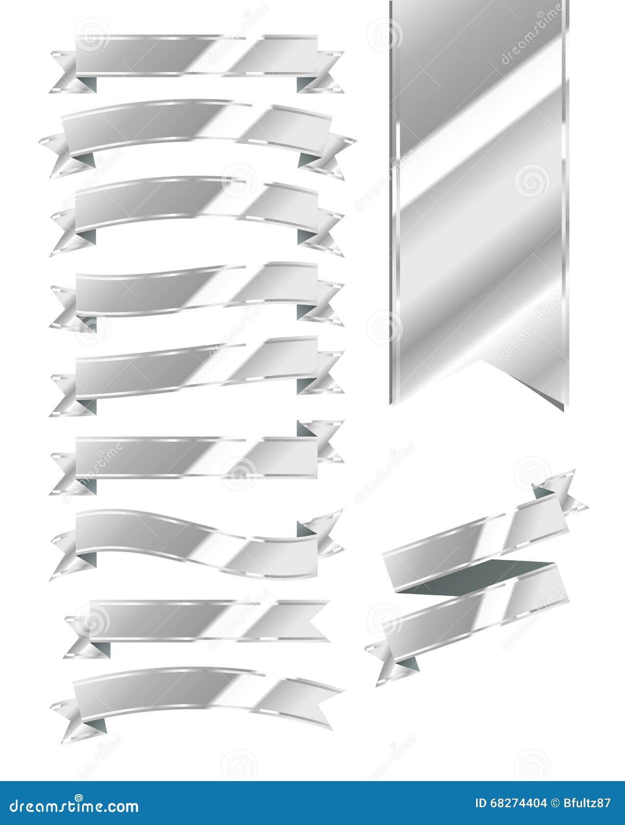 Set of Silver Ribbons and Banners Stock Vector - Illustration of ...