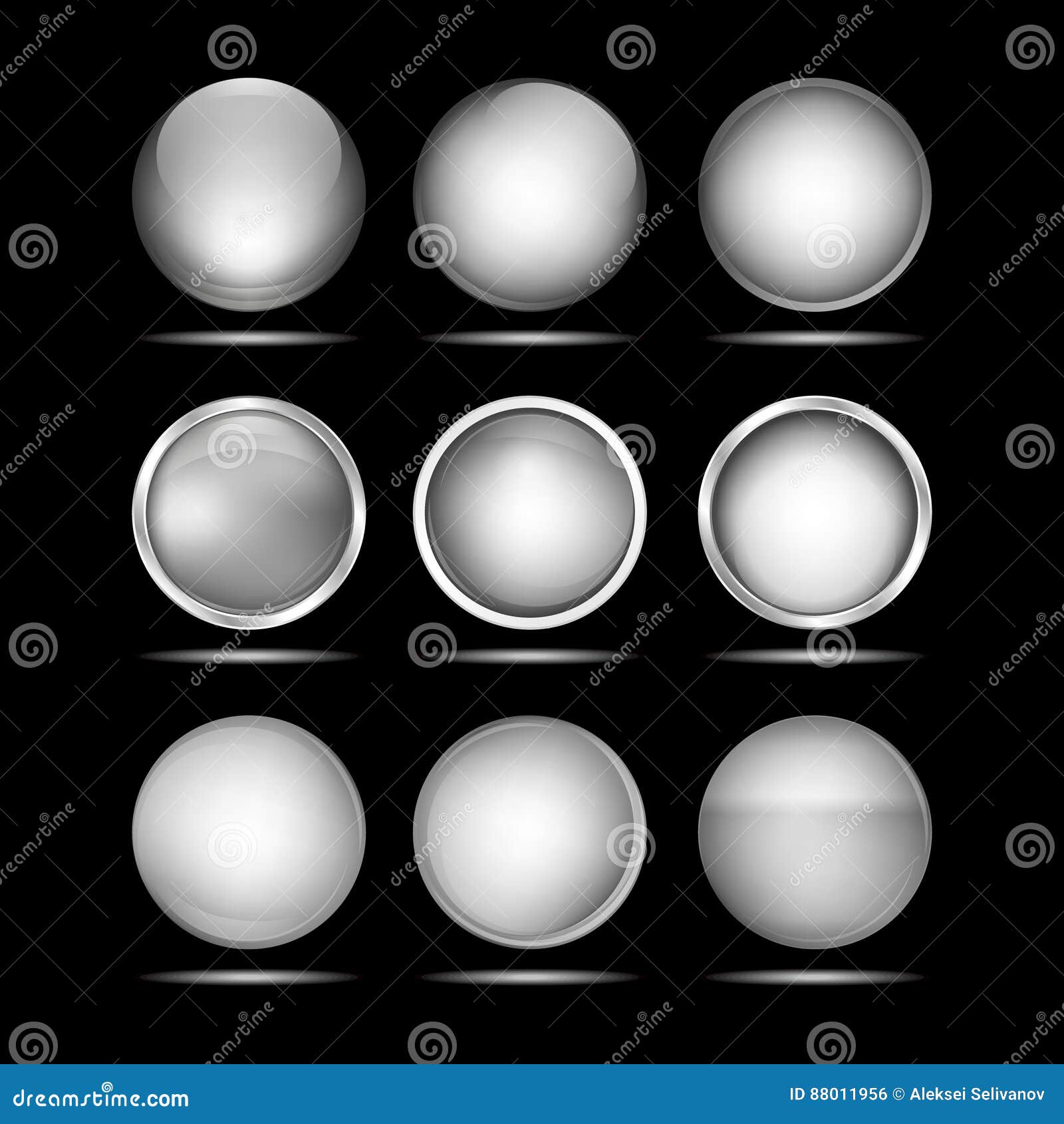 Set of Silver Round Buttons for Website. Stock Vector - Illustration of ...