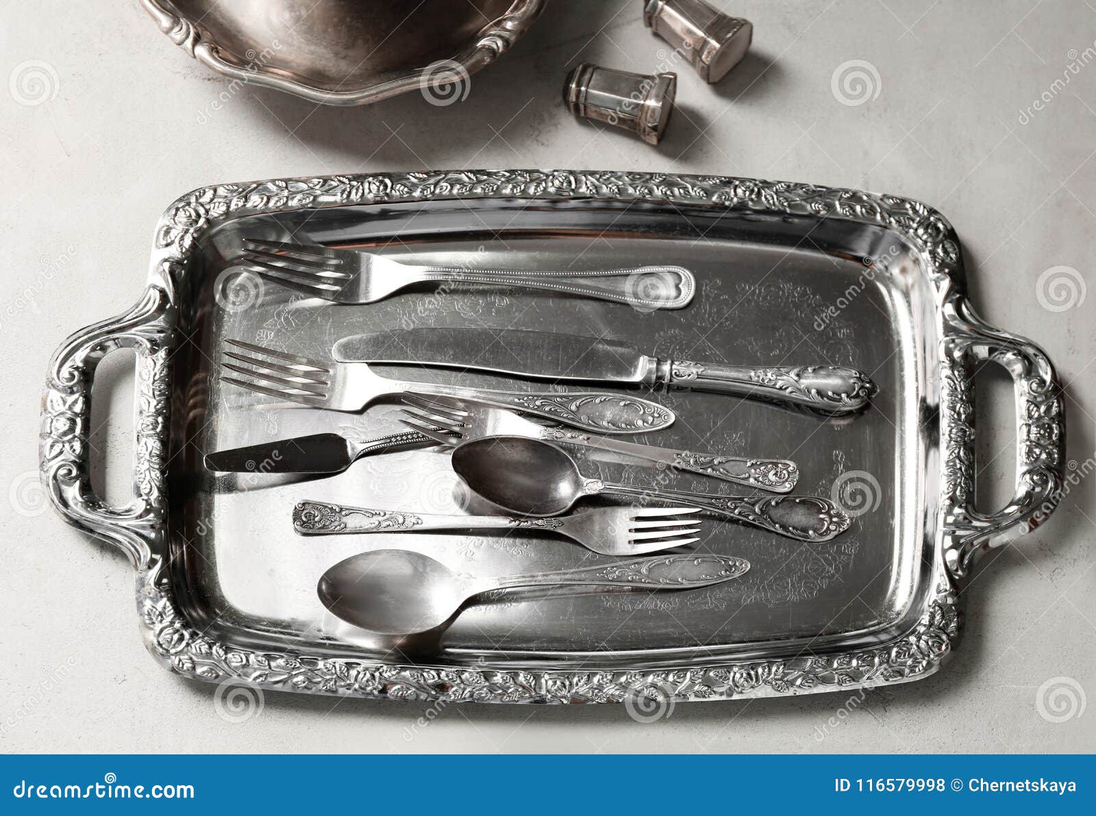 Set of Silverware on Background Stock Photo - Image of metal, kitchen ...