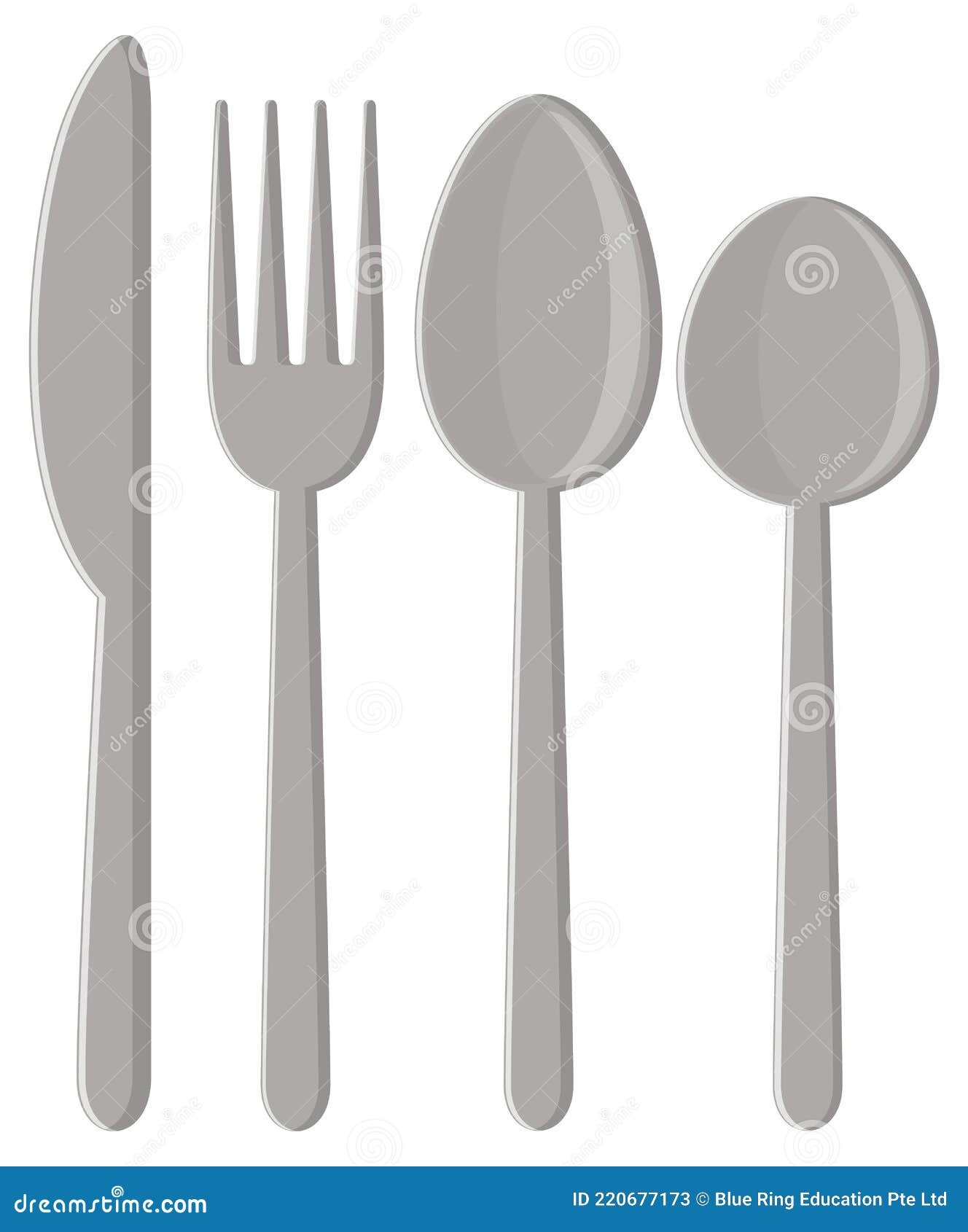 Set of Silverware on White Background Stock Illustration - Illustration ...