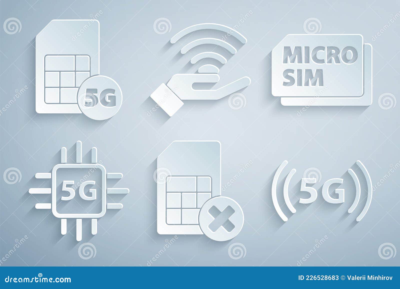 Set Sim Card Rejected, Micro Card, Processor 5G, Network, and Icon ...