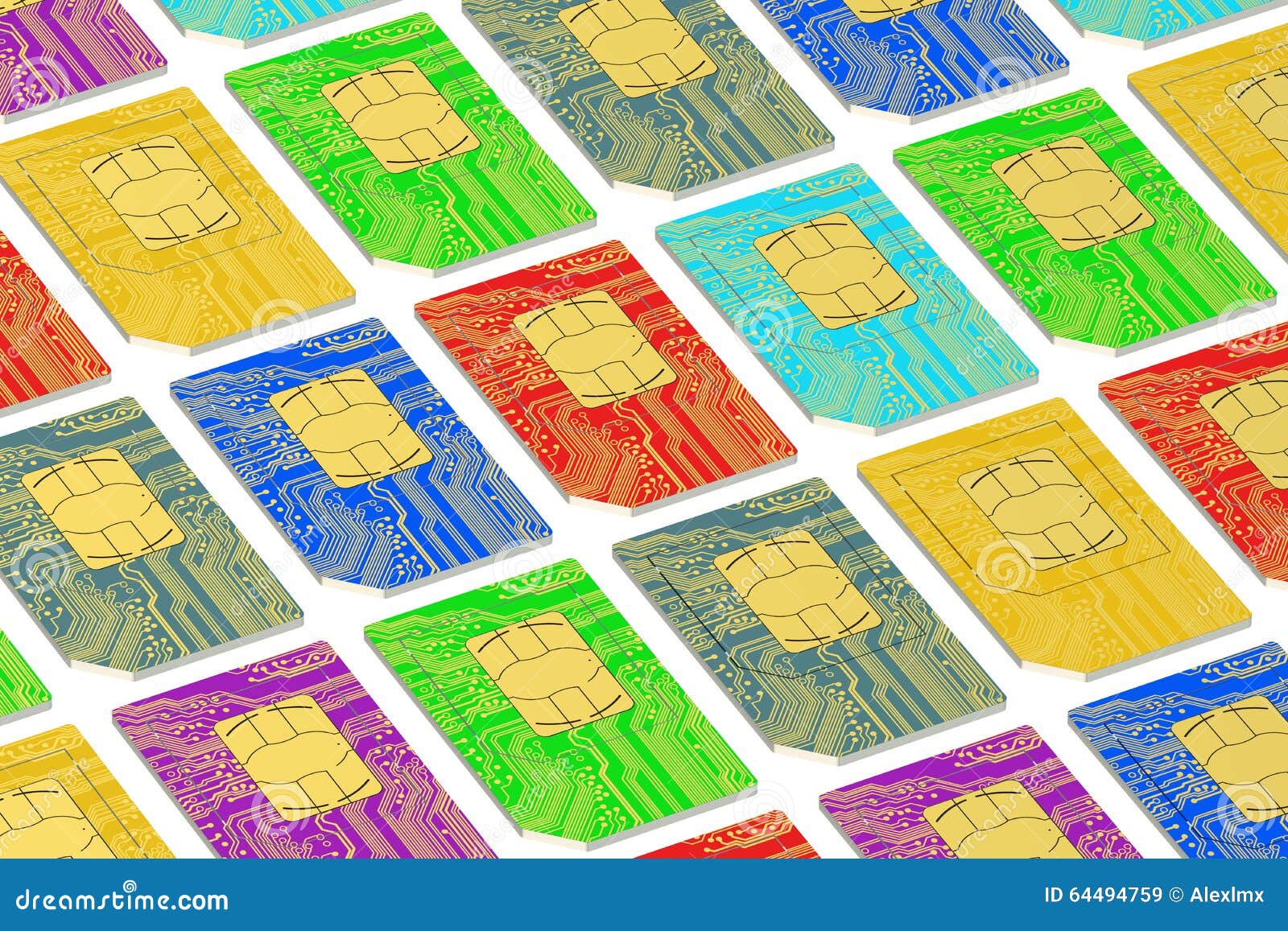 Set of SIM cards 3D stock illustration. Illustration of chip - 64494759