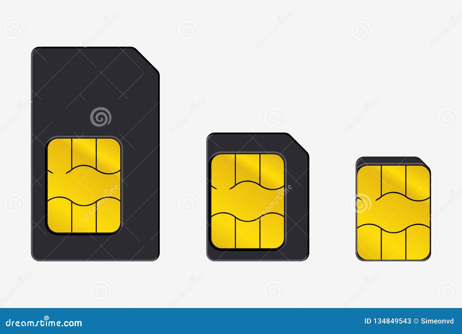 Set of SIM Cards of Different Sizes. Realistic Vector Icon Stock Vector ...