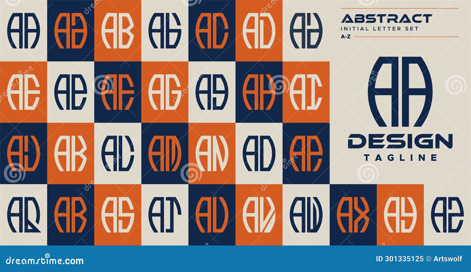 Set of Simple Abstract Curve Shape Letter a AA Logo Design Stock ...