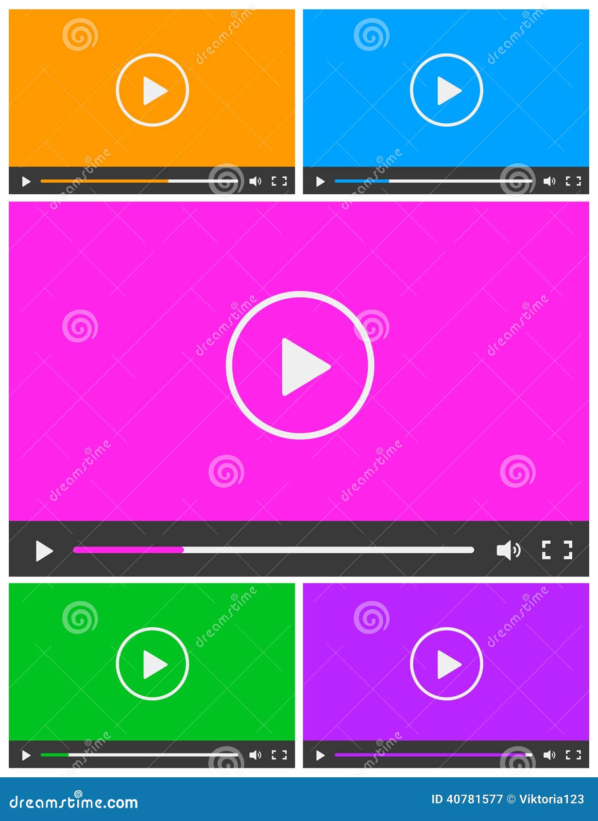 Set of 5 Simple Abstract Icons of Video Player. Stock Vector ...