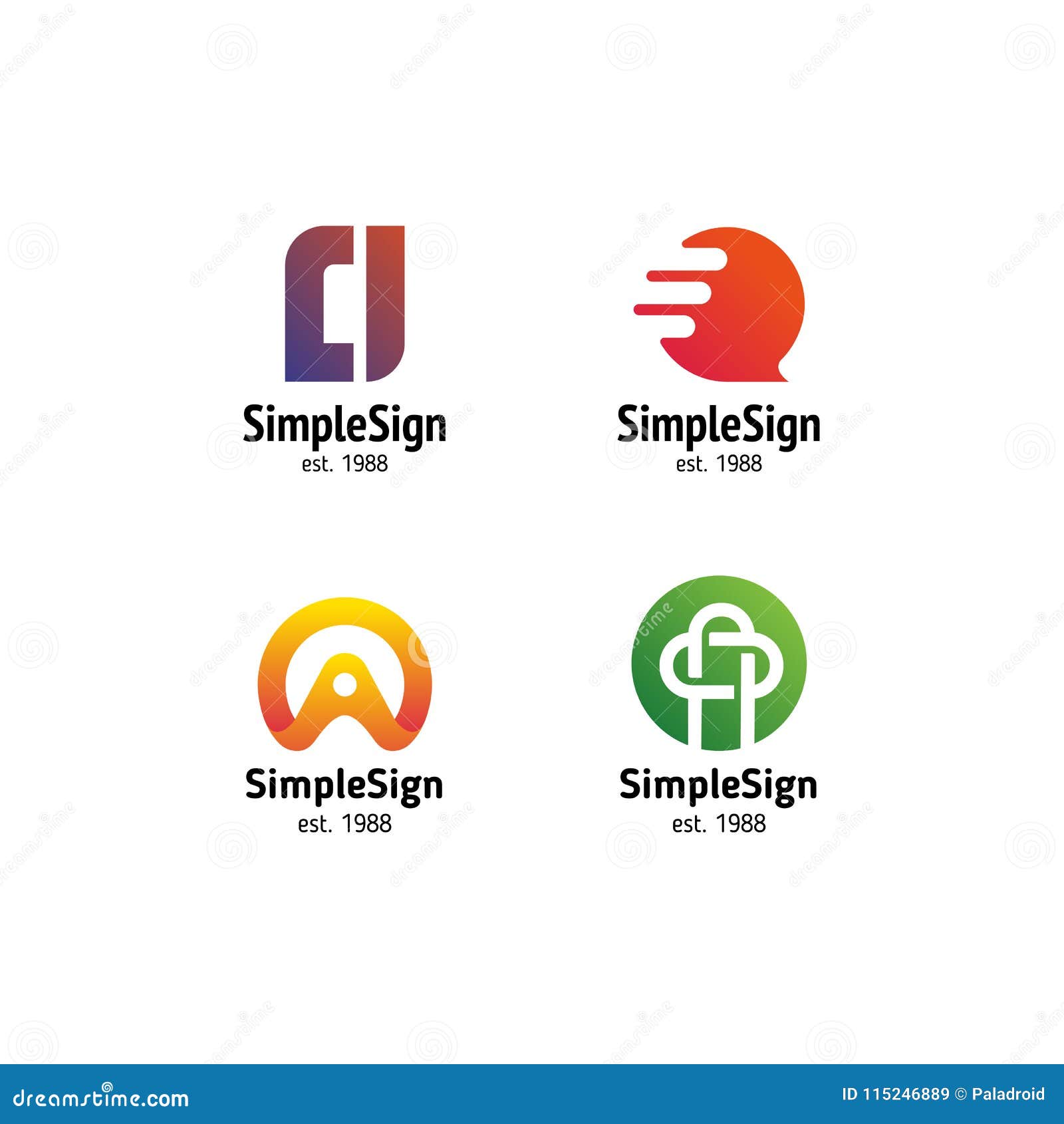 Set of Simple Abstract Logo Stock Vector - Illustration of group ...