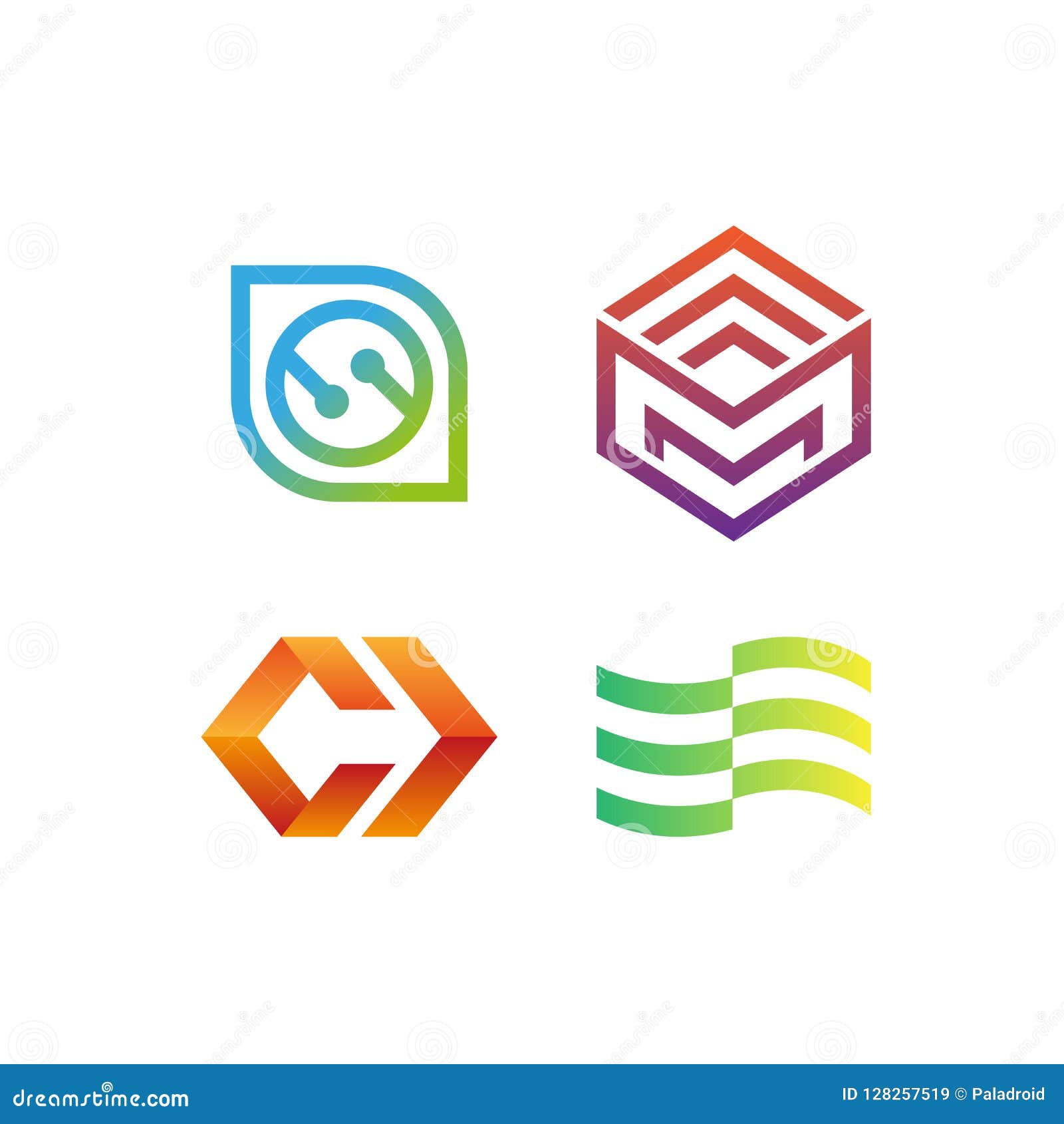 Set of Simple Abstract Logo Stock Vector - Illustration of multimedia ...