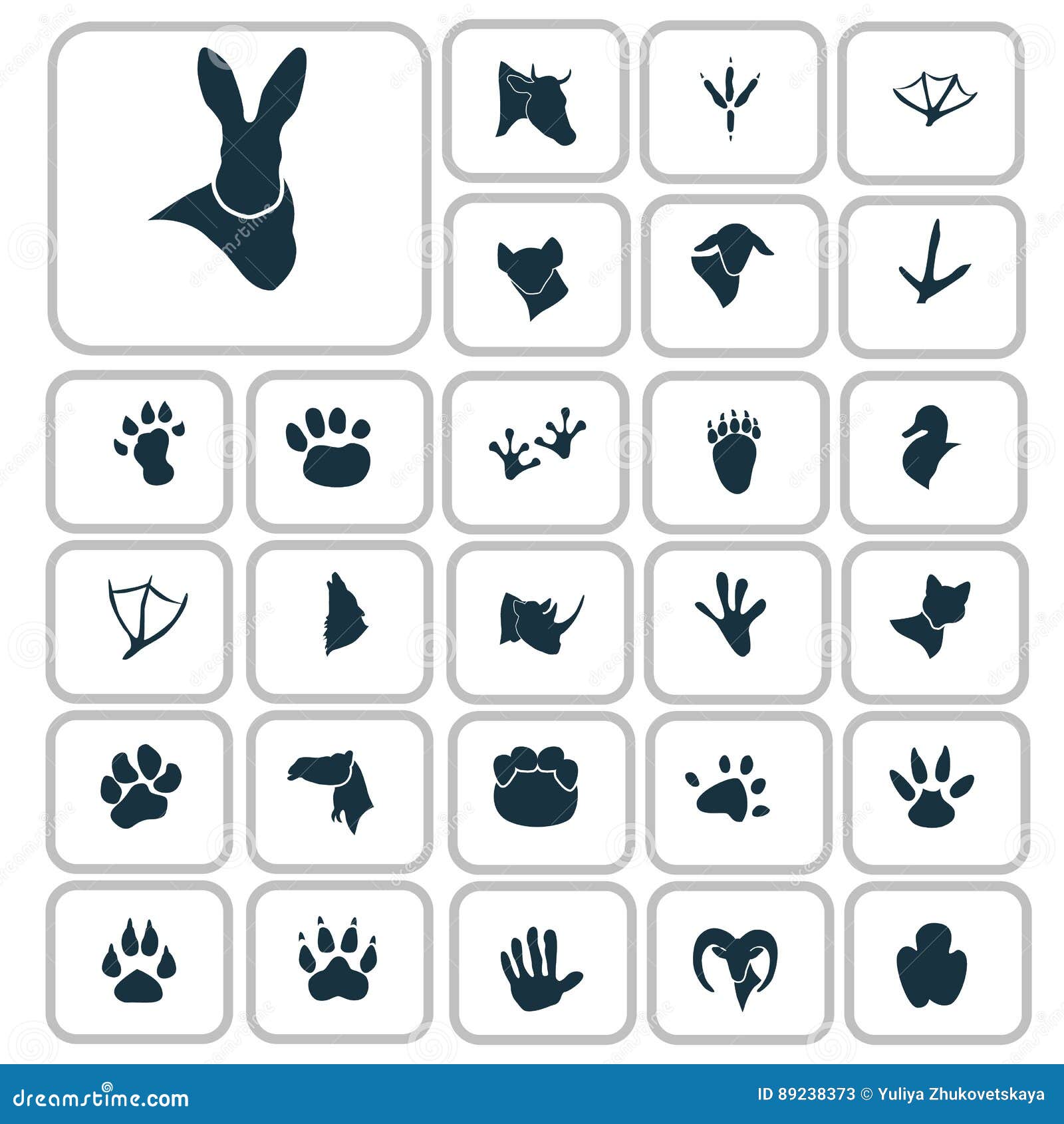 Set of Simple Animals Icons Stock Vector - Illustration of imprint ...
