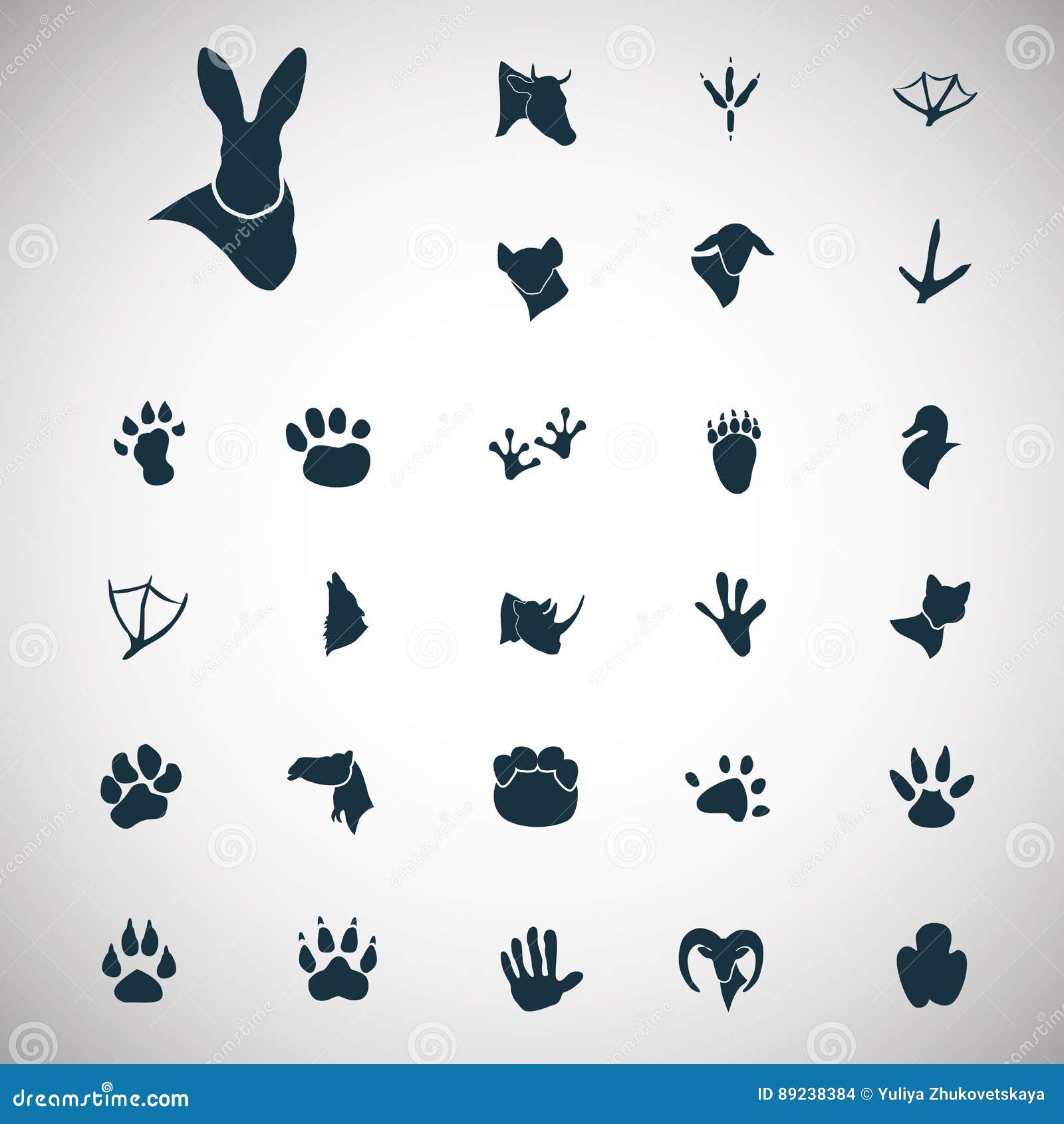 Set of Simple Animals Icons Stock Illustration - Illustration of symbol ...
