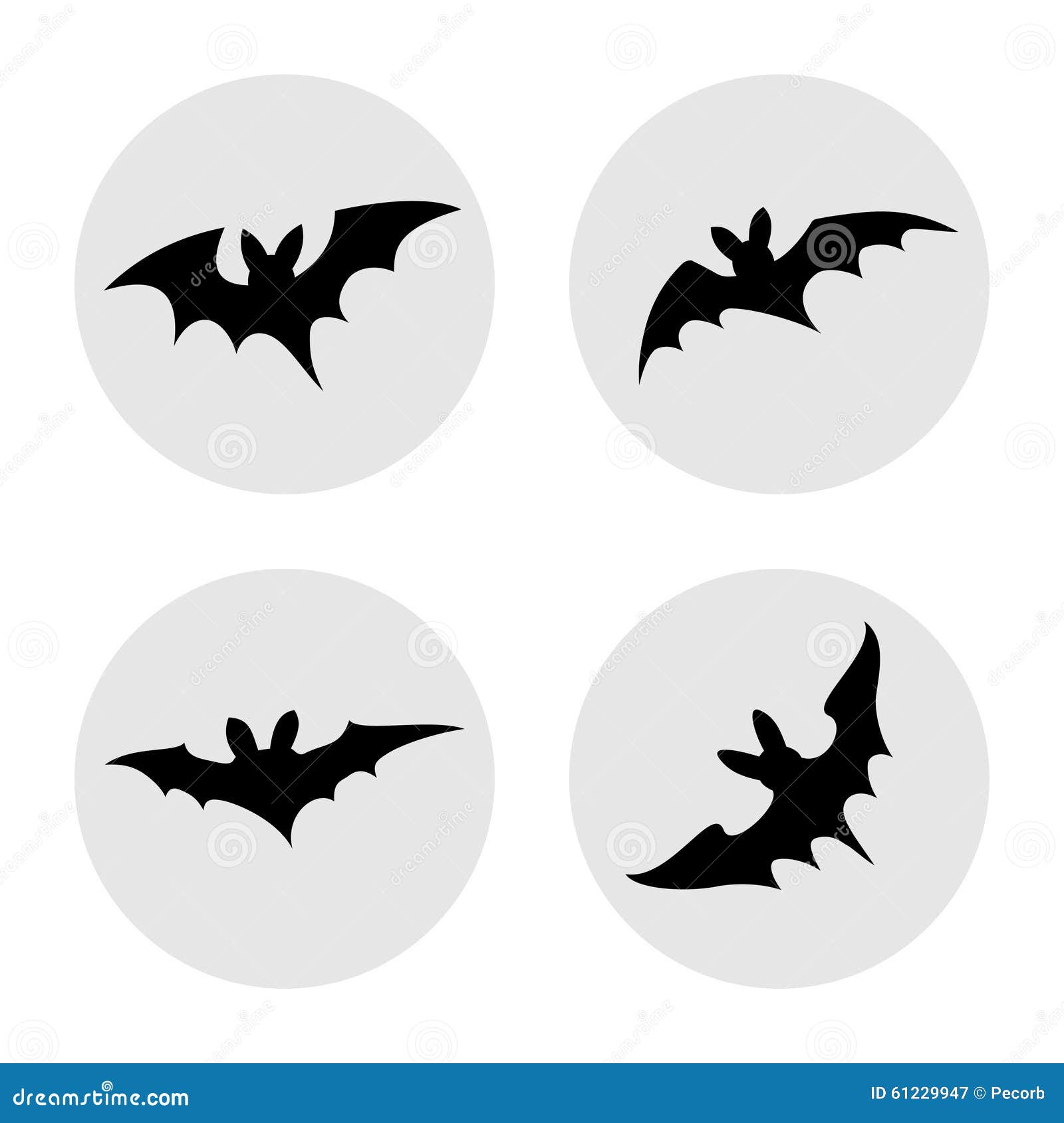 Set of Simple Bats Illustration Stock Vector - Illustration of element ...
