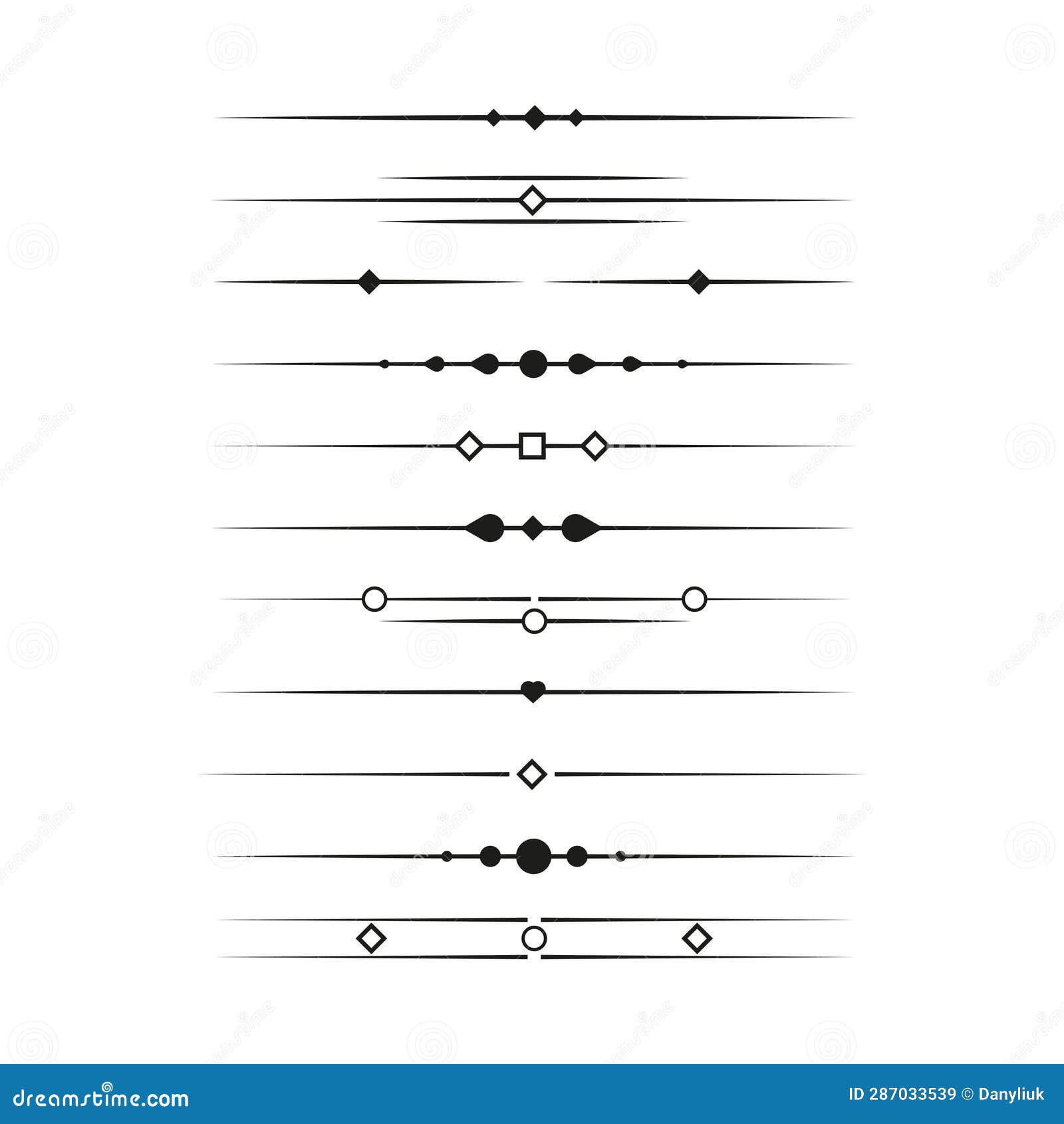 Set of Simple Black Divider Design Assorted Dividers Collection ...