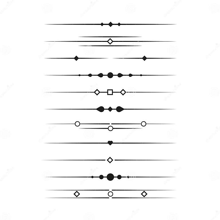 Set of Simple Black Divider Design Assorted Dividers Collection ...