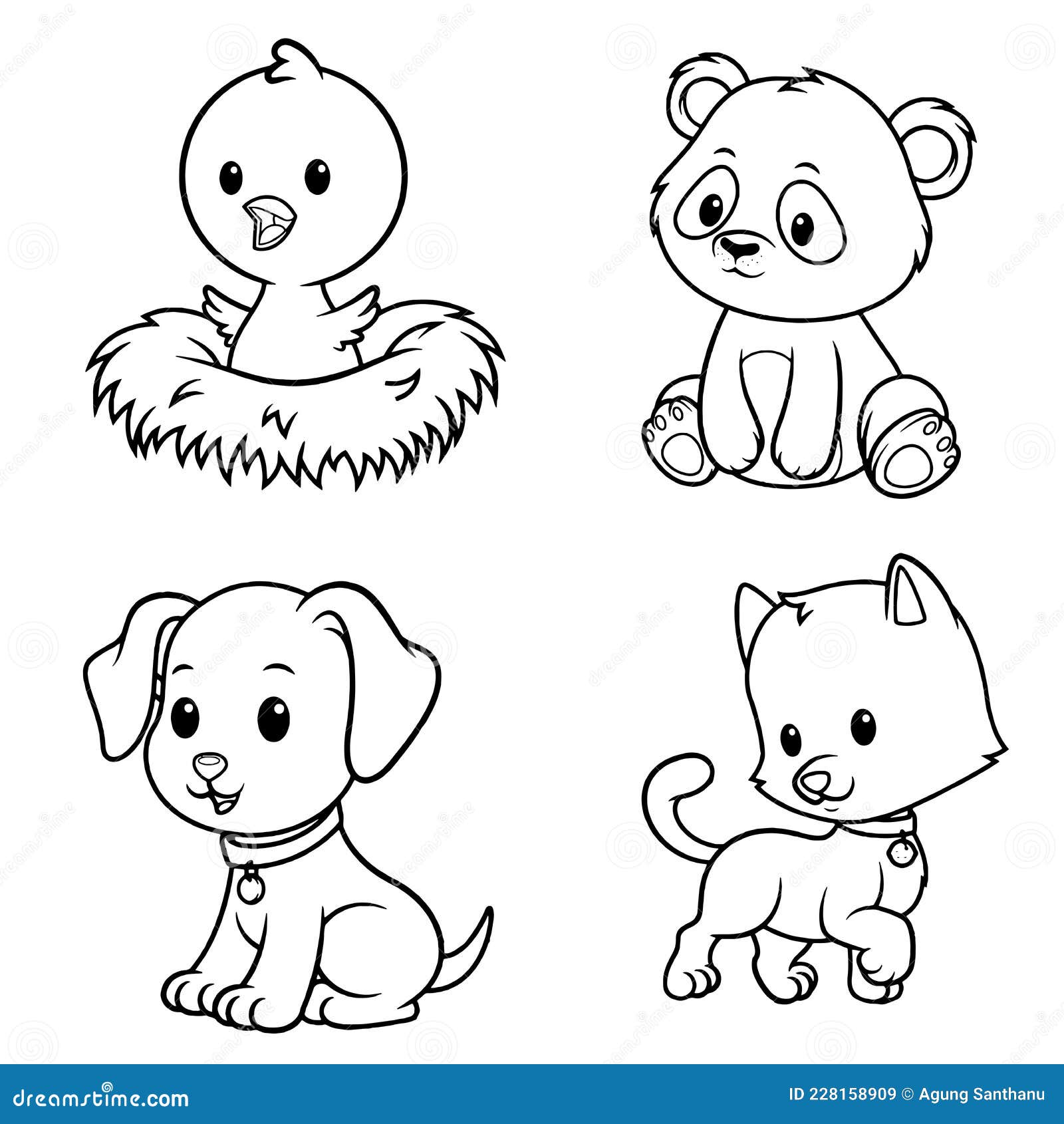 Set of Simple Black Line Stuffed Animal Icon Vector Illustration Stock ...