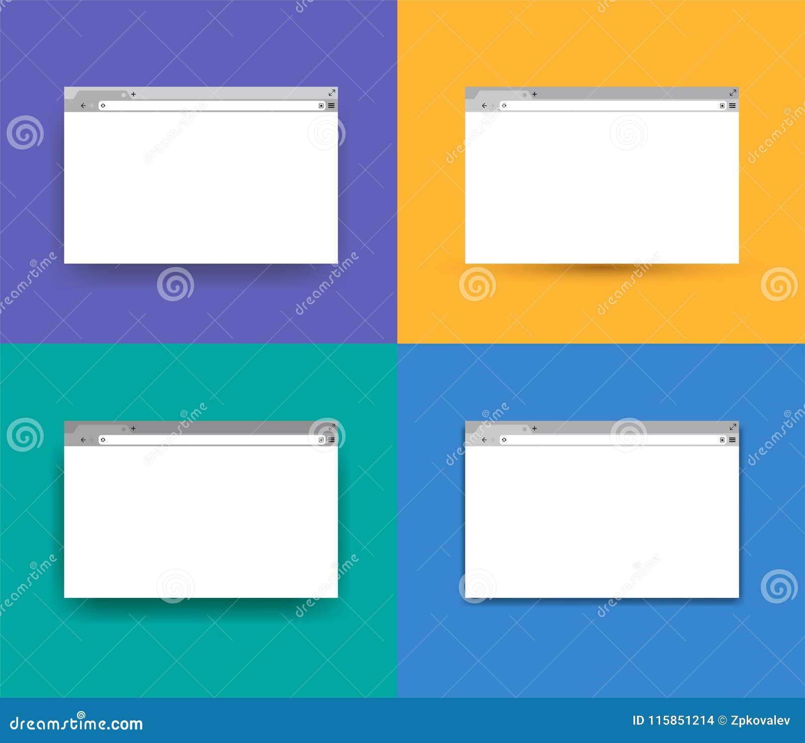 Set of Simple Browser Window, Flat Design. Vector Illustration Stock ...
