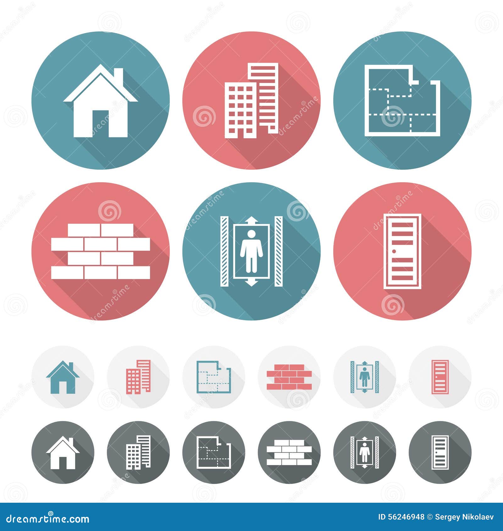 Set of Simple Building Flat Icons Stock Vector - Illustration of layout ...