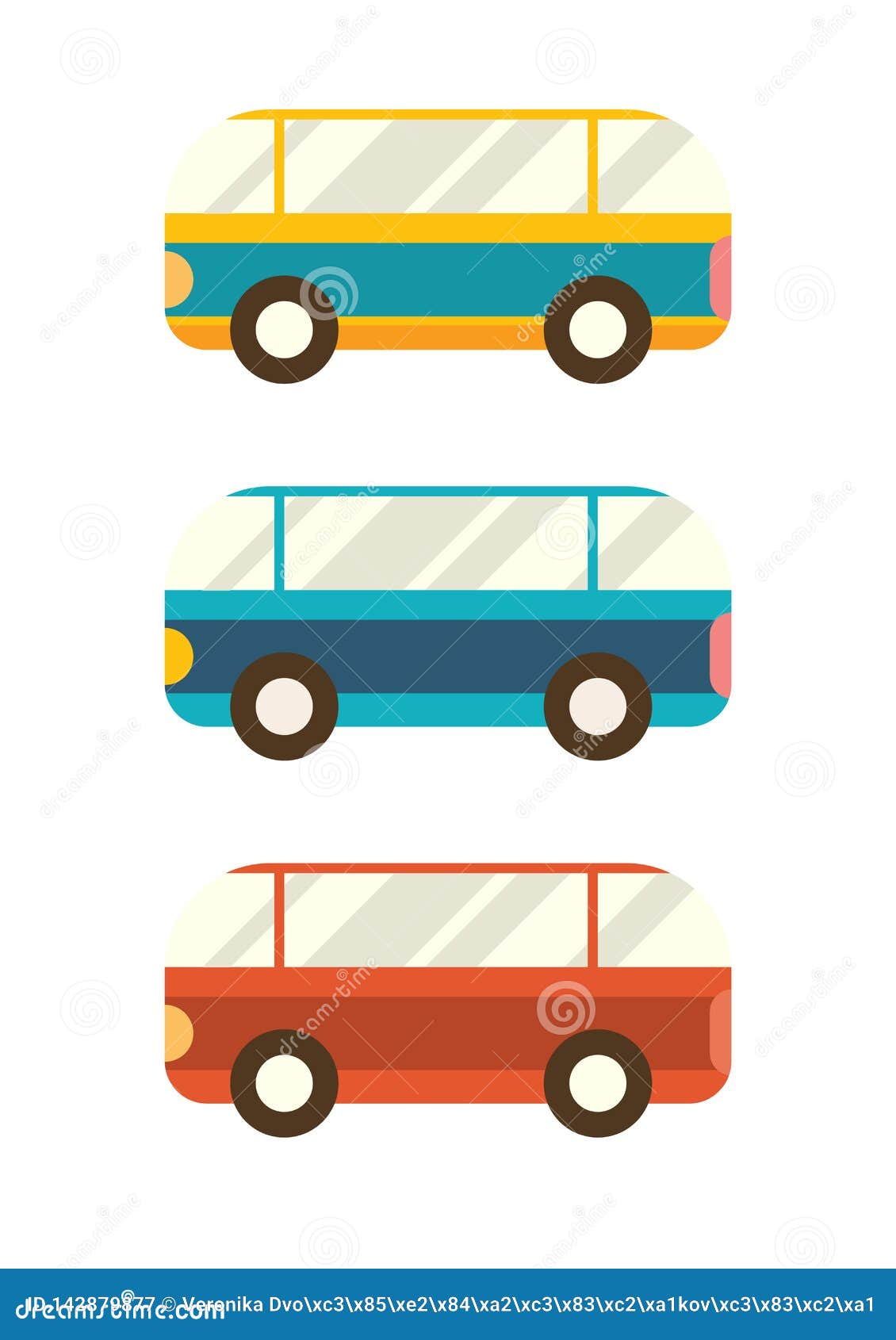 Flat Design, Vector Illustration. Set of Simple Buses Stock Vector ...