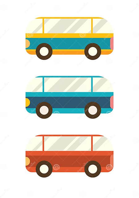 Flat Design, Vector Illustration. Set of Simple Buses Stock Vector ...