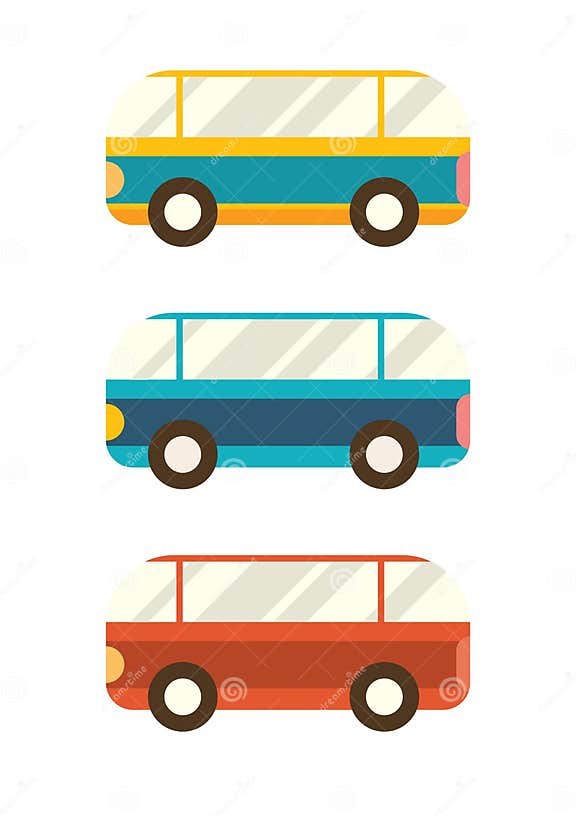 Flat Design, Vector Illustration. Set of Simple Buses Stock Vector ...