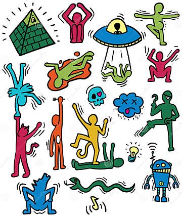 Crazy Cartoon Characters Set Stock Vector - Illustration of hungry ...