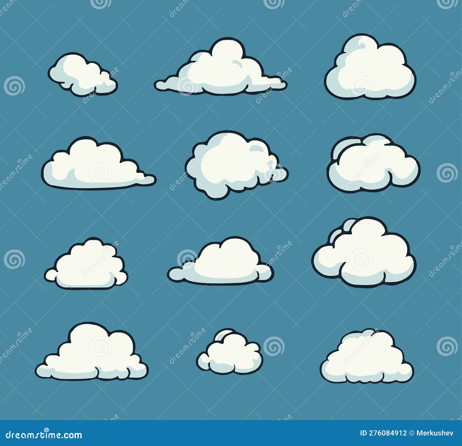 Set of Simple Cartoon Clouds, Vector Illustration. Stock Vector - Illustration of symbol, design ...