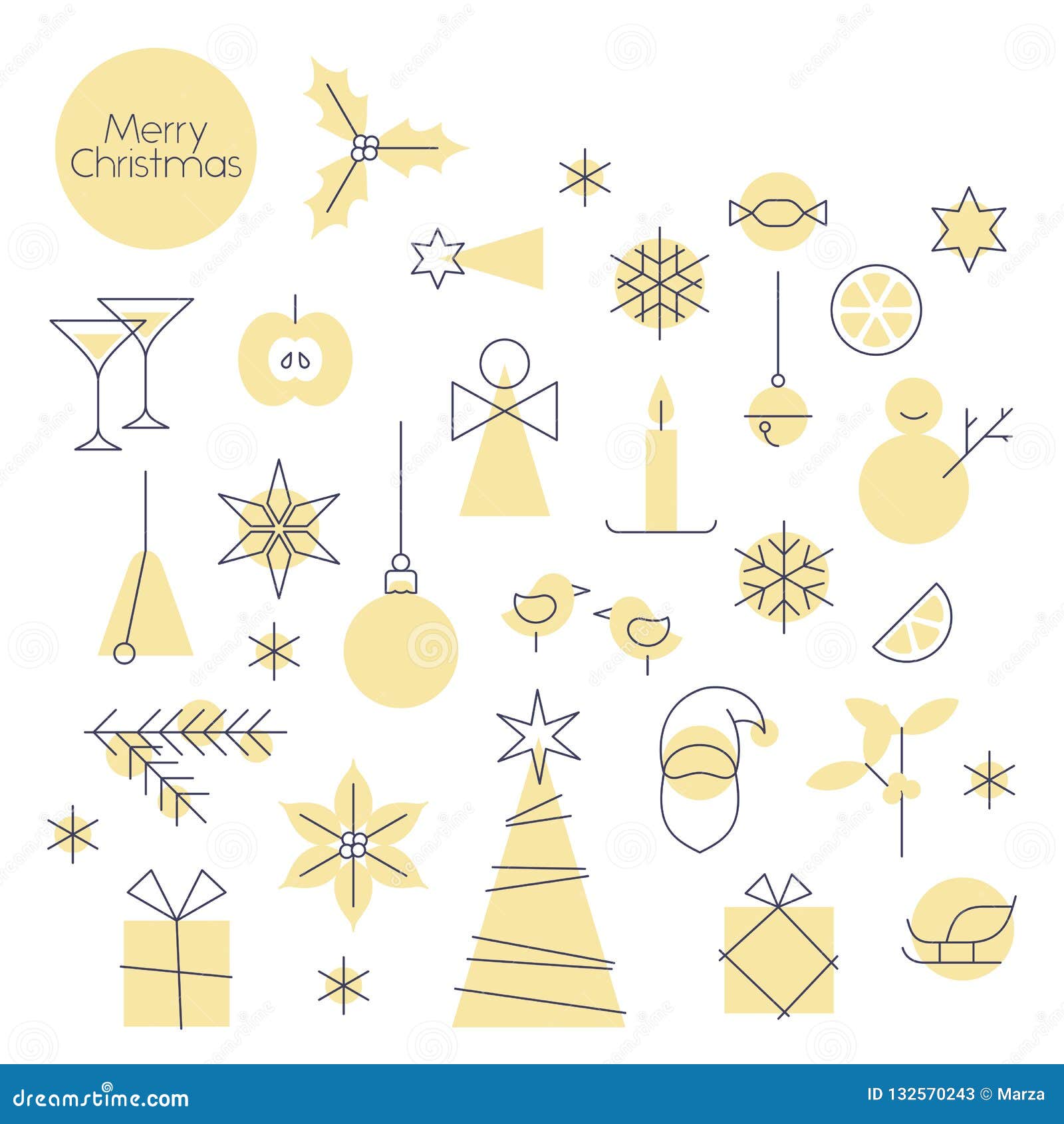 Set of Simple Christmas Icon Stock Vector - Illustration of christmas ...