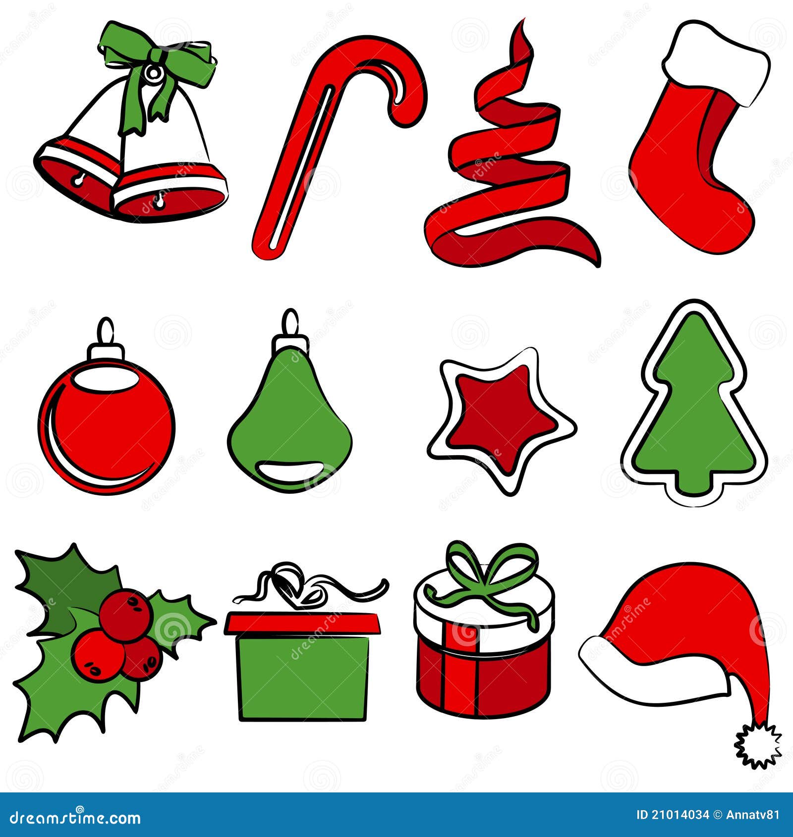 Set of Simple Christmas Icons Stock Vector - Illustration of ball, gift ...