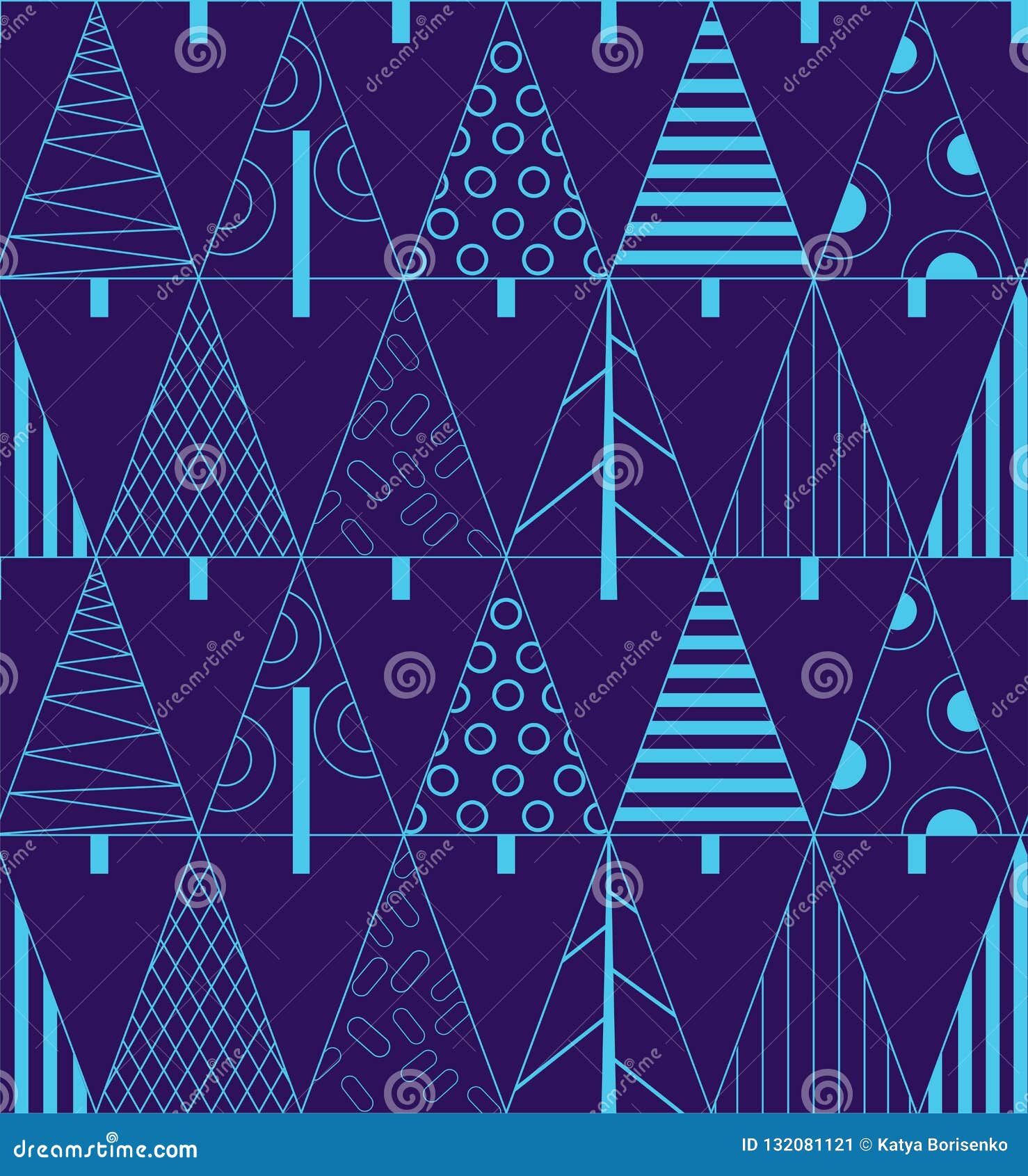 Set of Simple Christmas Patterns. Color Illustration of Christmas Trees ...