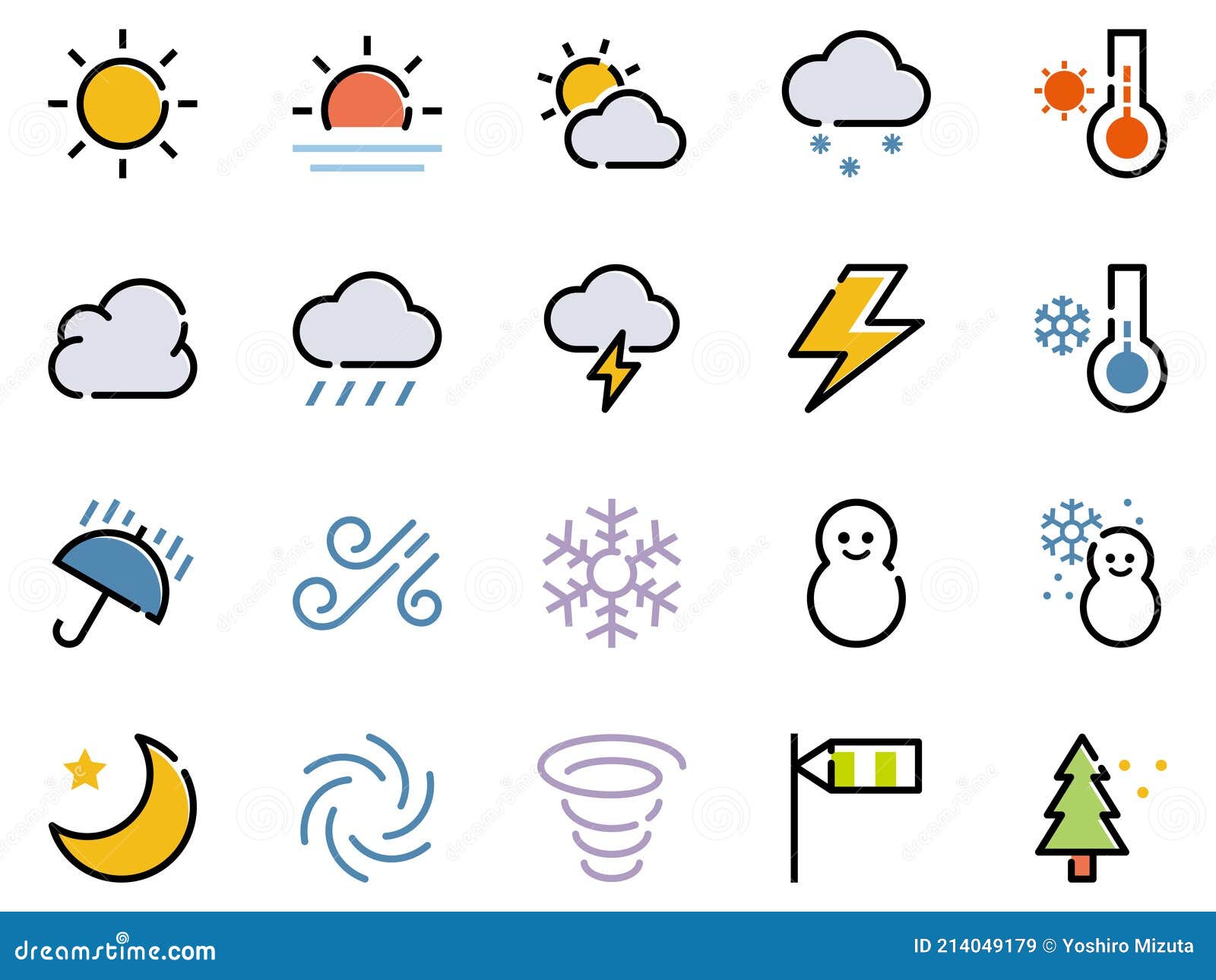 Set of Simple Climate Icons in Flat Style Stock Vector - Illustration ...